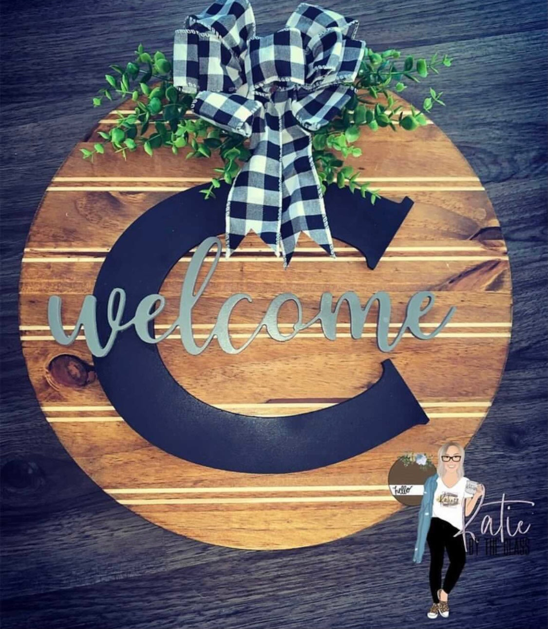 Custom “Monogram Letter” Welcome Sign – Katie by the Glass